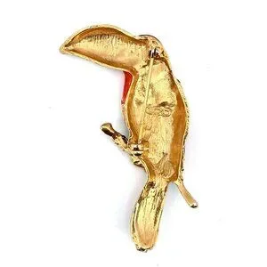 Don-Lin | Jewelry | Donlin Colorful Enamel Brass Parrot Mccaw Bird ...